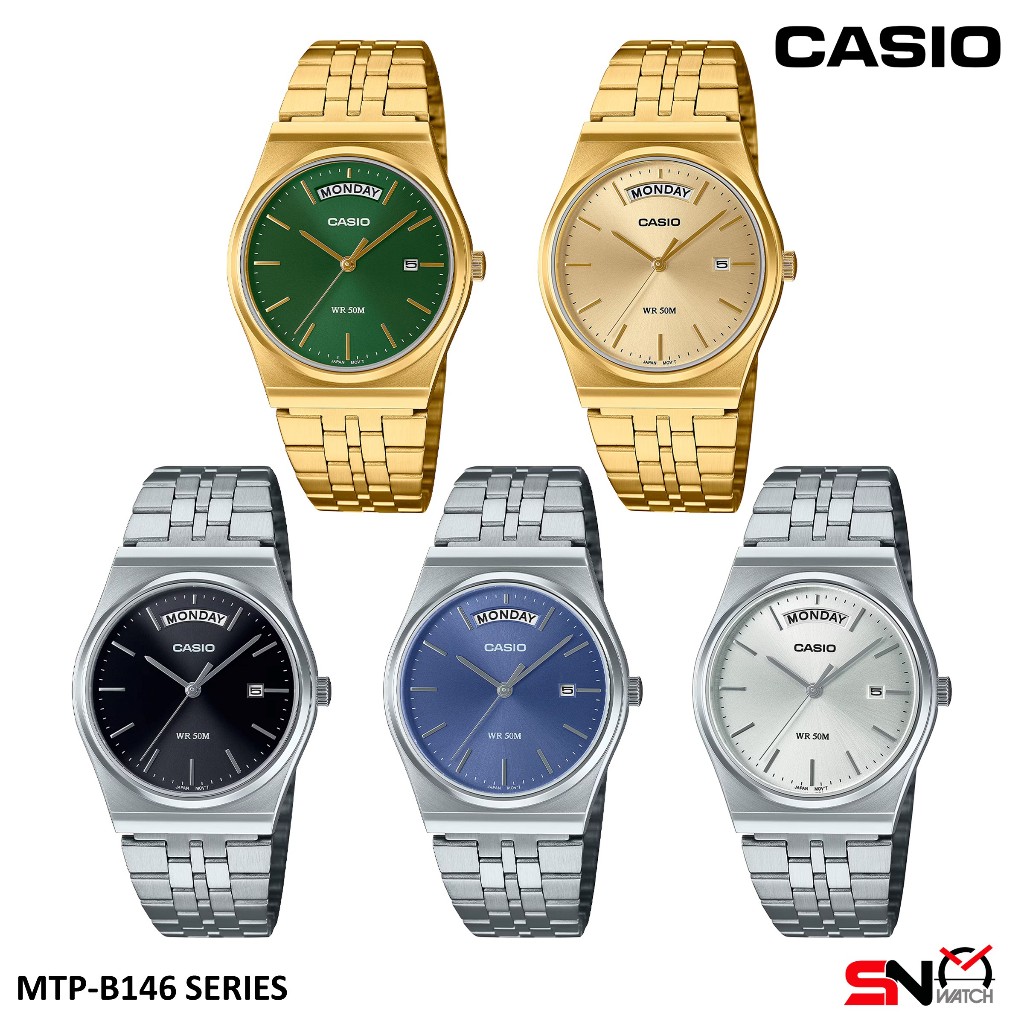 Casio Men Watch MTP-B146D MTP-B146G Day Date Display Stainless Steel Band Men Watch | Shopee ...