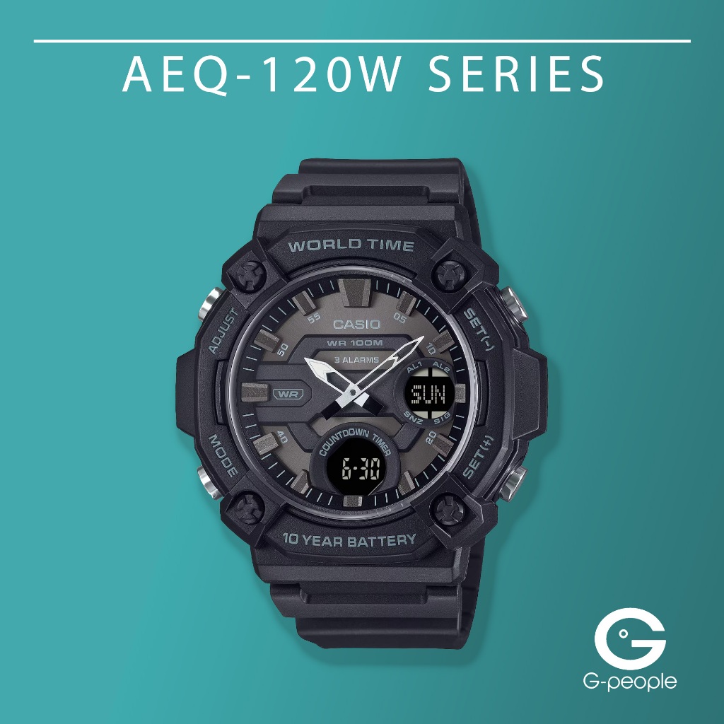 CASIO AEQ-120W-1BV / AEQ-120W-1B / AEQ-120W ANALOG DIGITAL WATCH 100% ...