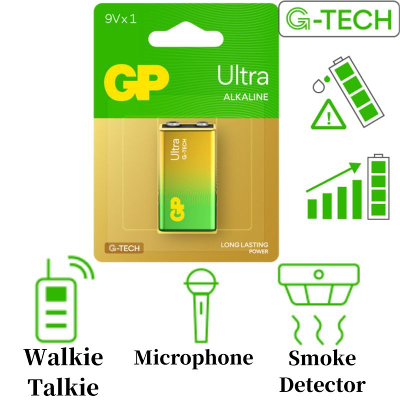 GP Ultra Alkaline Battery 9V [Card of 1s ] (Applicable for Smart Tag ...