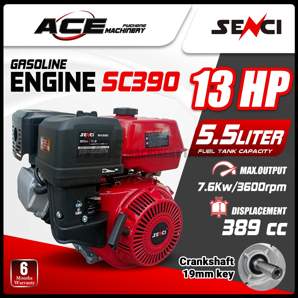 [ SENCI ] SC390 13HP 4-Stroke Gasoline Petrol Engine | Pin Type | 389cc ...