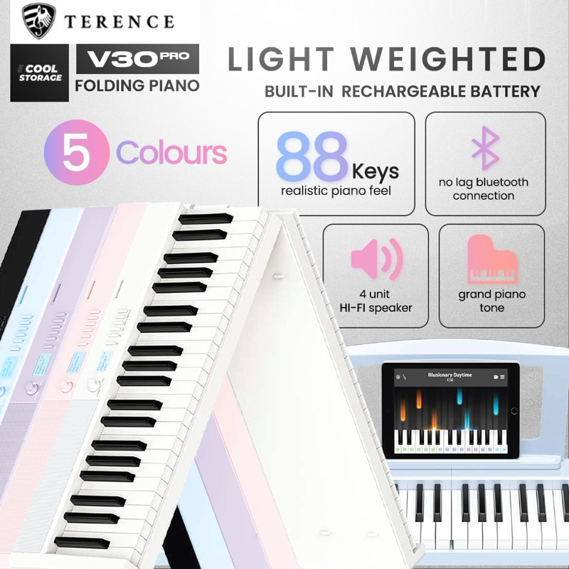 【Upgraded Version】Terence V30 Pro 88 Keys Foldable Piano Electonic Keyboard | Shopee Malaysia