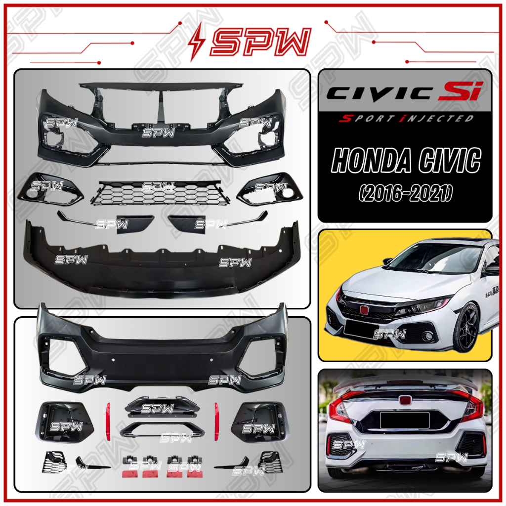 Honda Civic FC (2016-2021) Si Bodykit (Sport-Injected) Front Bumper ...