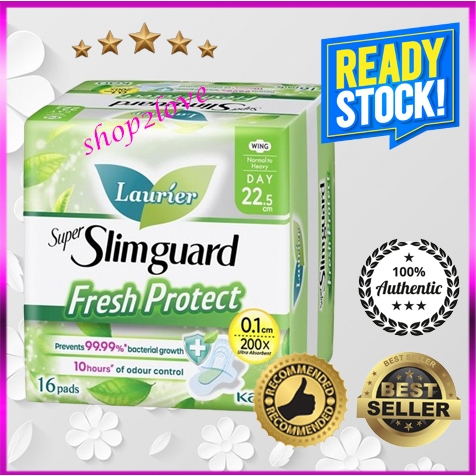 Laurier Super Slimguard Fresh Protect 22.5cm 16 Pads Day Type- Ultra ...