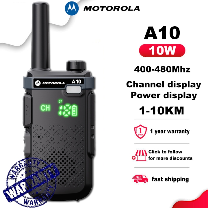 2pcs 5KM Motorola Walkie Talkie Mini A10 10W 199 Channels UHF Dual Band ...