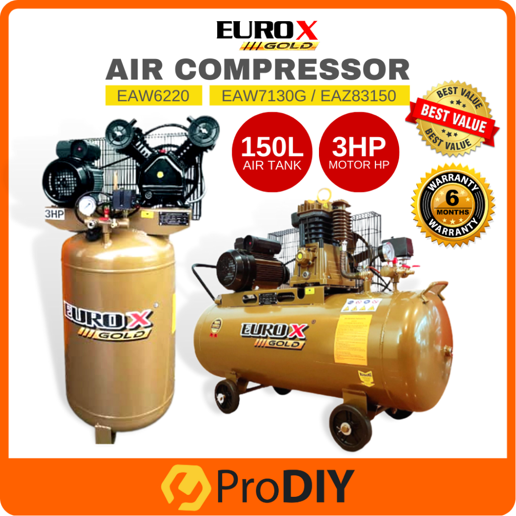 EUROX EAW-6220 / EAW7130G / EAZ83150 Air Compressor 3HP 150Litre 150L 8Bar 240V | Shopee Malaysia