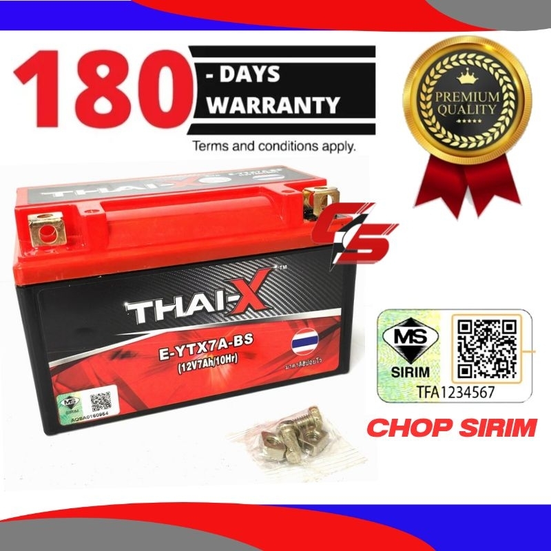 THAI-X YTX7A YTX7A-BS GEL SYM HUSKY 150 VF3I 185 BATTERY KARISMA COMEL ...
