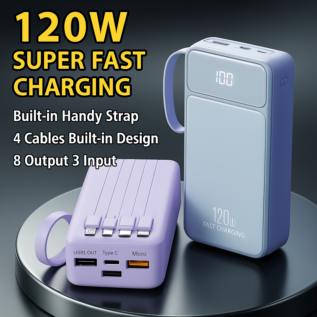 QC 120W 】 80000mAh 60000mAh Powerbank Full Capacity 4 USB Charge Ports ...