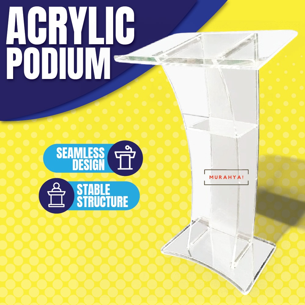 Acrylic Podium Rostrum Transparent Speaker Table LED Conference Host ...