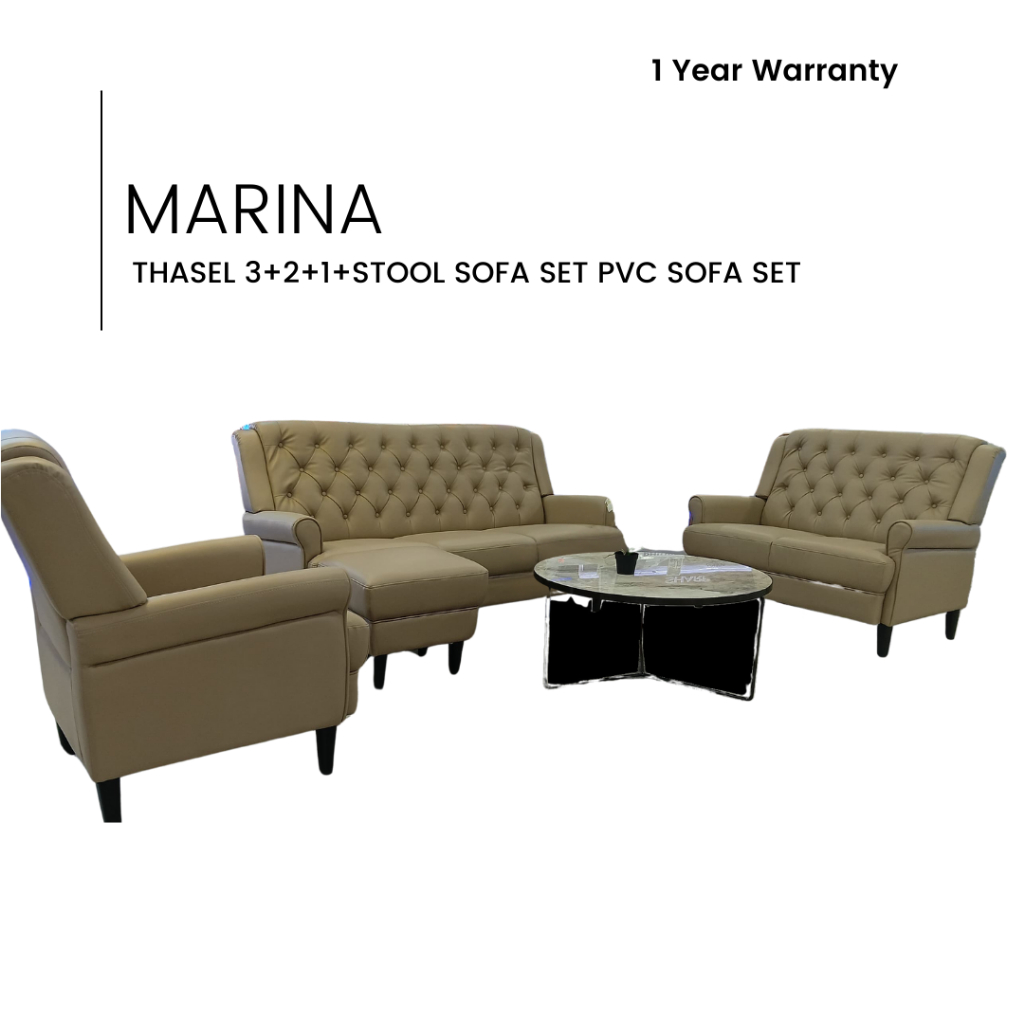 MARINA SOFA-3+2+1+STOOL SOFA SET-PVC SOFA SET | Shopee Malaysia