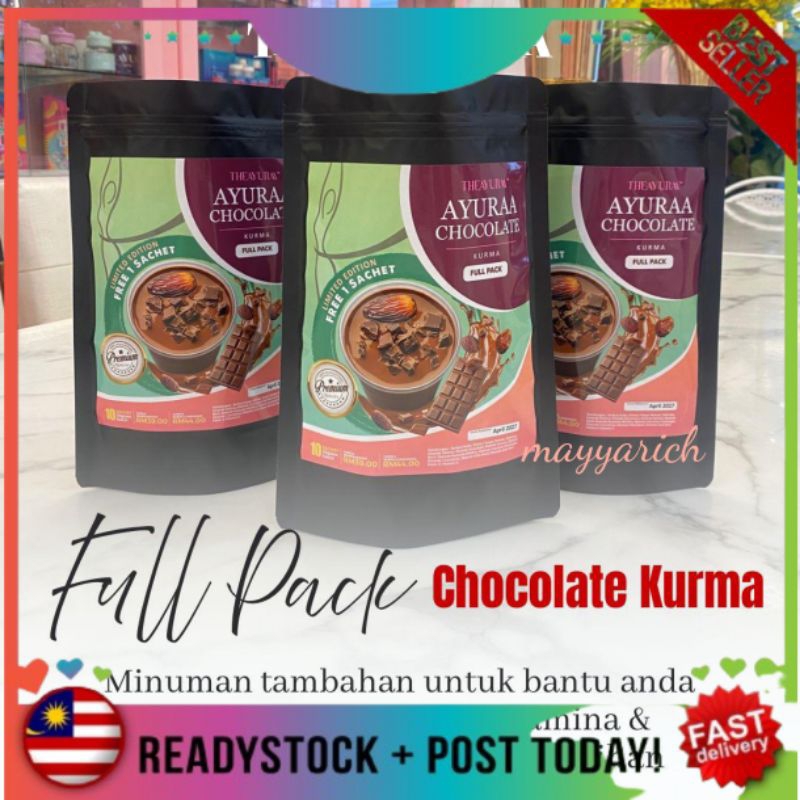 FULL PACK 10 SACHET FREE 1 AYURAA CHOCOLATE KURMA DIET SLIM LANGSING ...