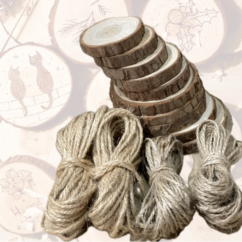 Pine Wood Round Pieces & Rustic Craft Hemp Rope Timber & Twine | Shopee ...
