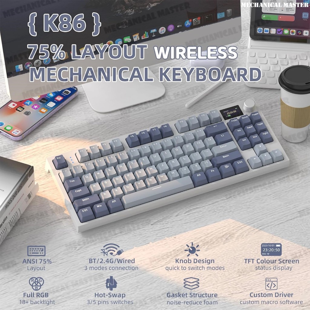 [GIF Screen] K86 TFT Screen RGB Mechanical Keyboard Gaming Display ...