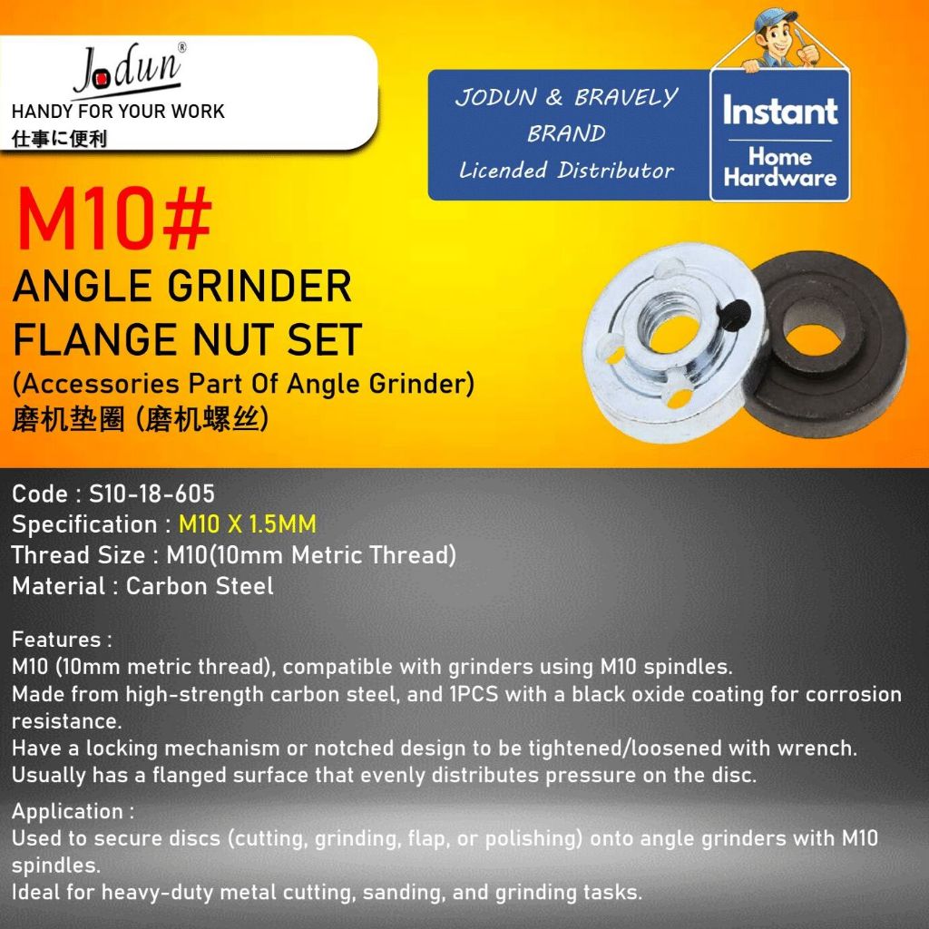 JODUN BRAND M10# ANGLE GRINDER FLANGE NUT SET (Accessories Part Of ...