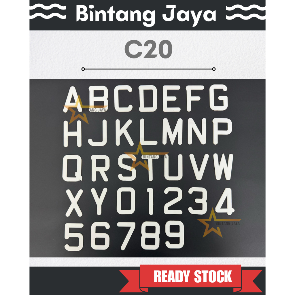 Car Plate Number C20 / Nombor Plate Kereta Font Design (C20) | Shopee ...