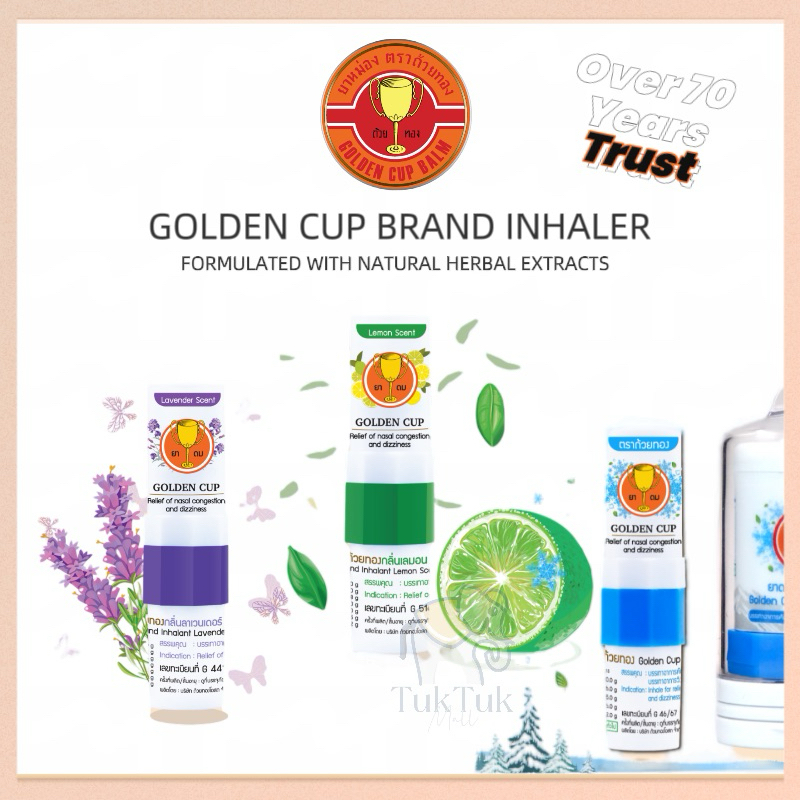 💥Ready Stock Golden Cup Brand Inhaler Natural herbal Extract Lemon ...