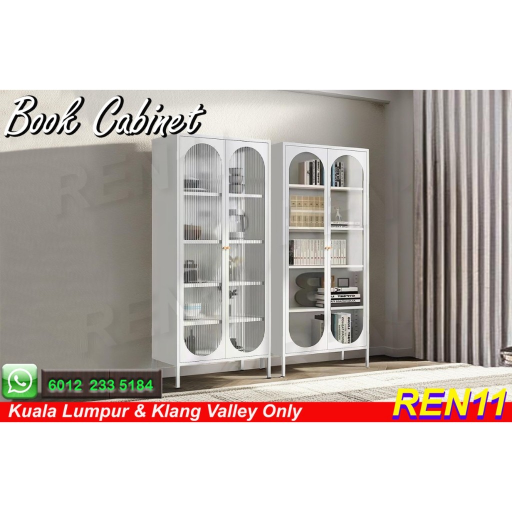 Metal Book Shelf / Book Cabinet / Display Cabinet - White | Shopee Malaysia