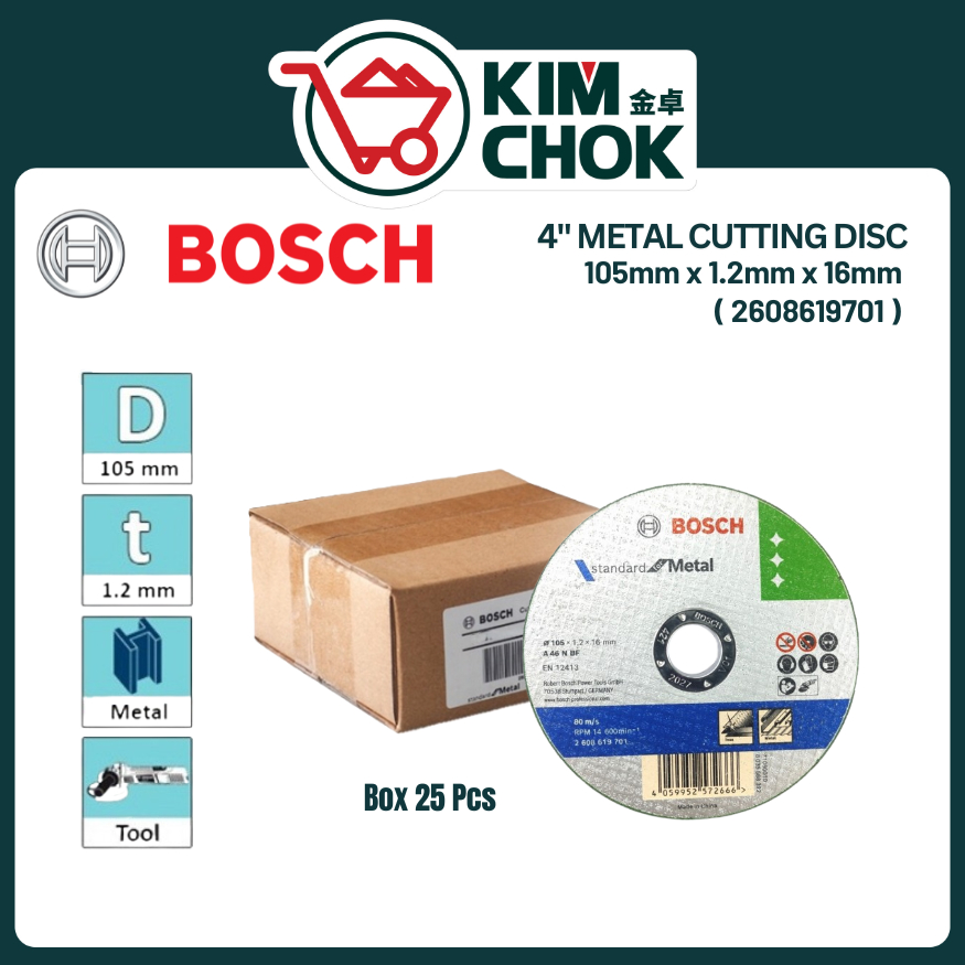 BOSCH 2608619701 Box 25pcs Standard For Metal Cutting Disc 4inch 105mm ...