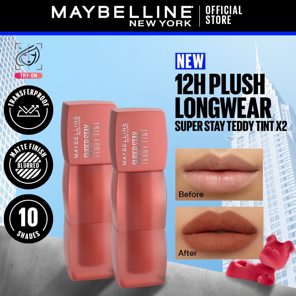 [BUNDLE] Maybelline Super Stay Teddy Tint Duo - 12H Longwear Soft ...