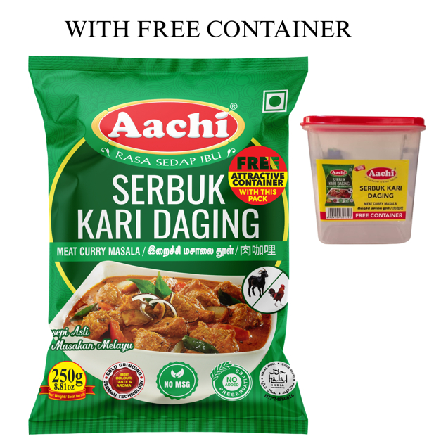 AACHI MEAT CURRY MASALA 250GM (FREE CONTAINER) | Shopee Malaysia