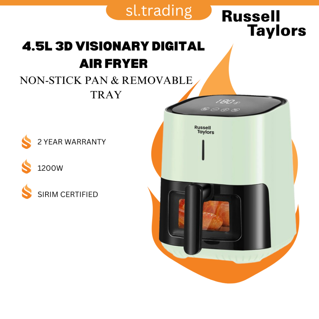 RUSSELL TAYLOR 3D Visionary Digital Air Fryer 4.5L Z4 GREEN | Shopee ...