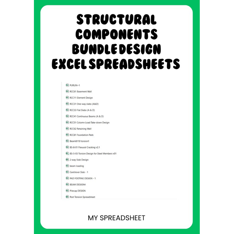 Structural components Bundle design excel Spreadsheets | Shopee Malaysia