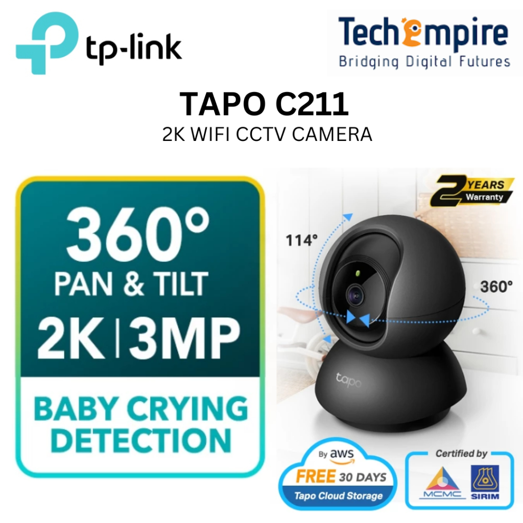 TP-LINK CCTV TAPO C211 2K QHD Pan/Tilt Home Security Wi-Fi Camera | Shopee Malaysia