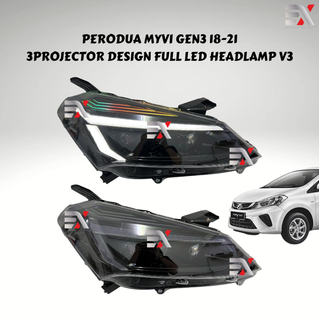 PERODUA MYVI GEN3 18-21 LED HEADLAMP - 3PROJECTOR DESIGN V3 (RGB ...