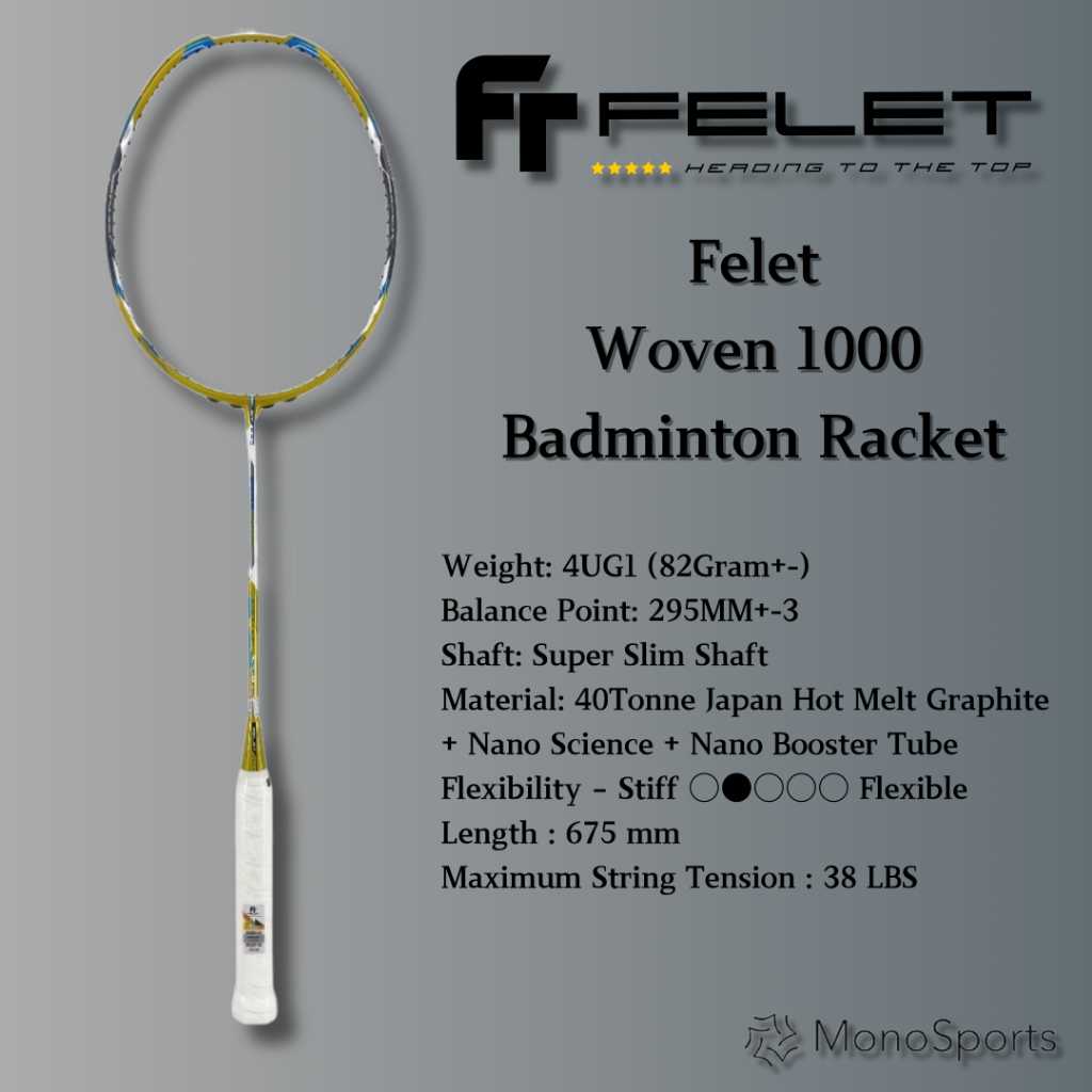 Monosports Felet Woven 1000 Badminton Racket | Shopee Malaysia