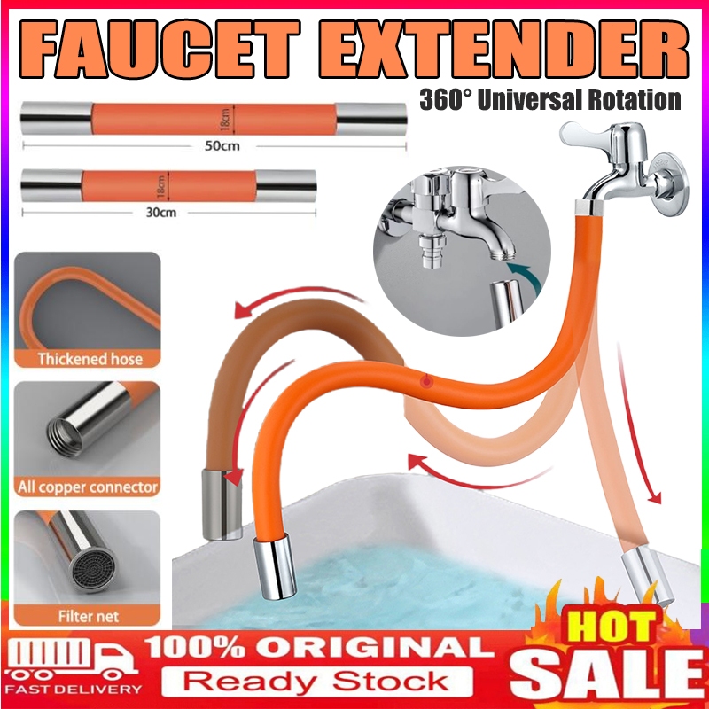 Faucet Extension Extender 360°Free Bending Flexible Silicone Hose Tube ...