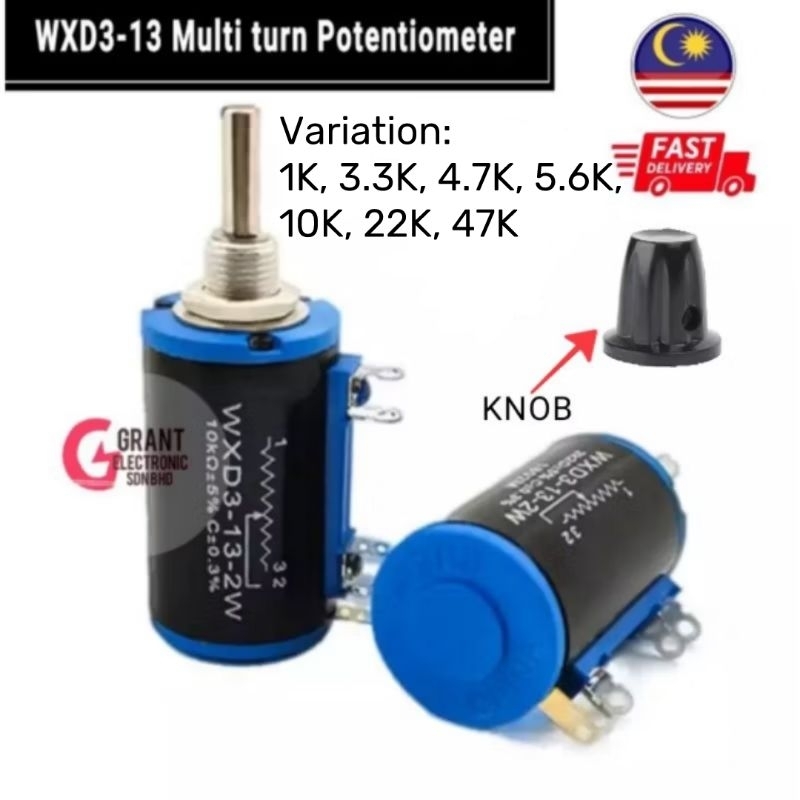 WXD3-13 2W 1K 3.3K 4.7K 5.6K 10K 22K 47K Multi Turn Wire Wound ...