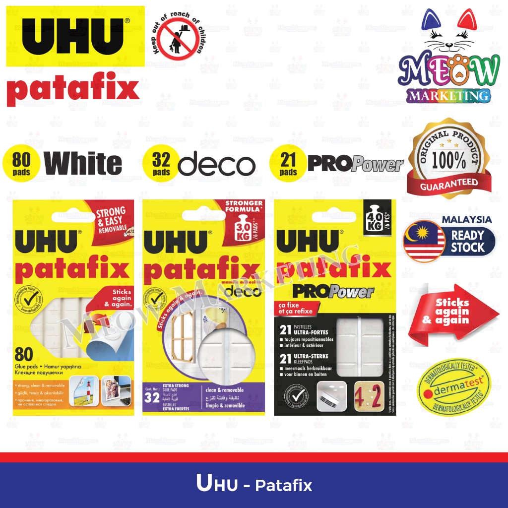 UHU Patafix Glue Sticky Pad - White / Homedeco / Pro Power | Shopee ...