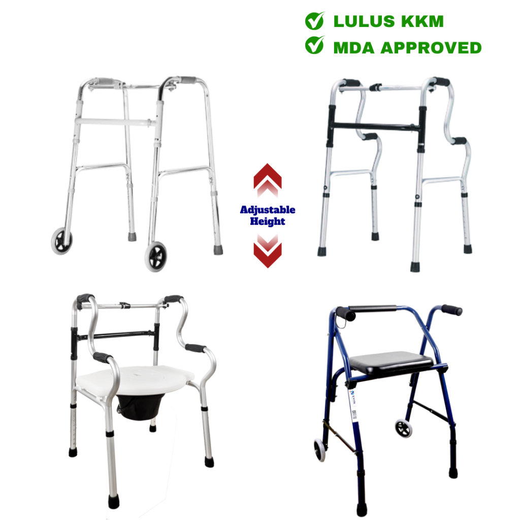 【Local shipment】Foldable Stainless Steel Walker with Wheel & Walker ...