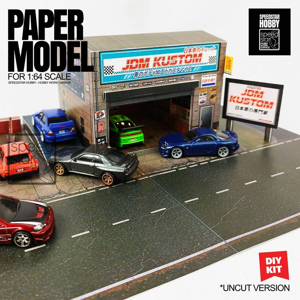 1:64 JDM Kustom Garage Base #B1 - Diorama Paper Model Speedstar hobby ...
