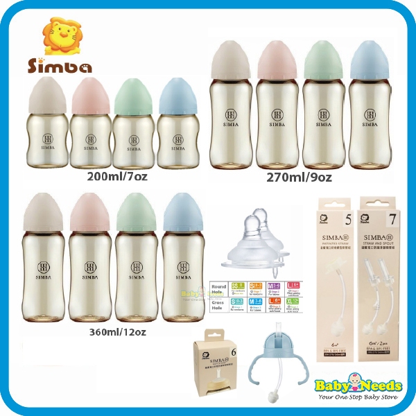 Simba PPSU Wide Neck Feeding Bottle Allonge 200ml/270ml/360ml/Cross/Round Hole Teat | Shopee ...