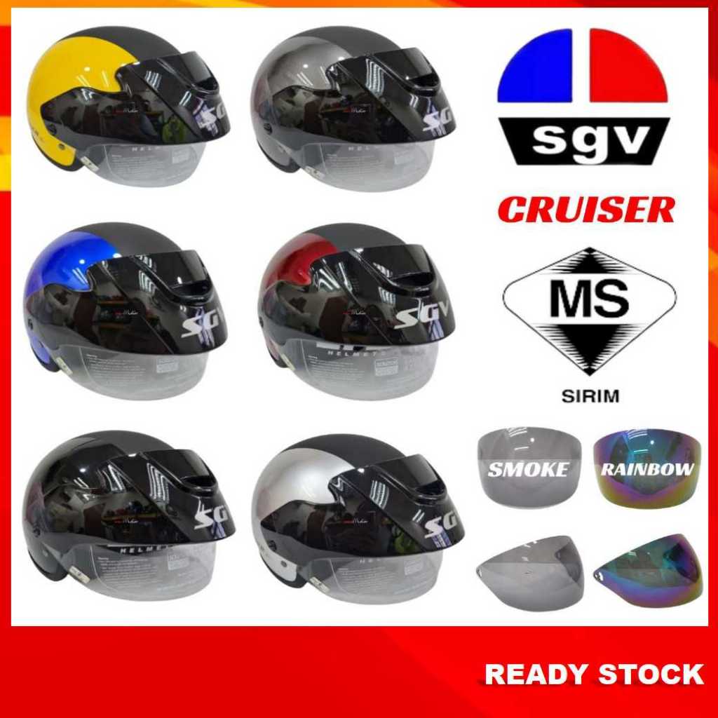 SGV CRUISER HELMET 100% ORIGINAL SIRIM Motorcycle Half Helmet Kura Topi ...