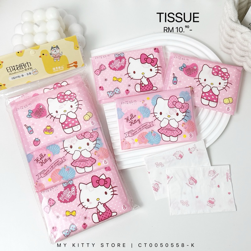 Hello Kitty Printed Tissue Set Of 9 Packets 3-Ply Tissue Paper | Shopee ...