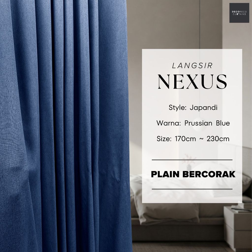 NEXUS Langsir 80% Blackout Warna Prussian Blue Tebal Berat UV Protect ...