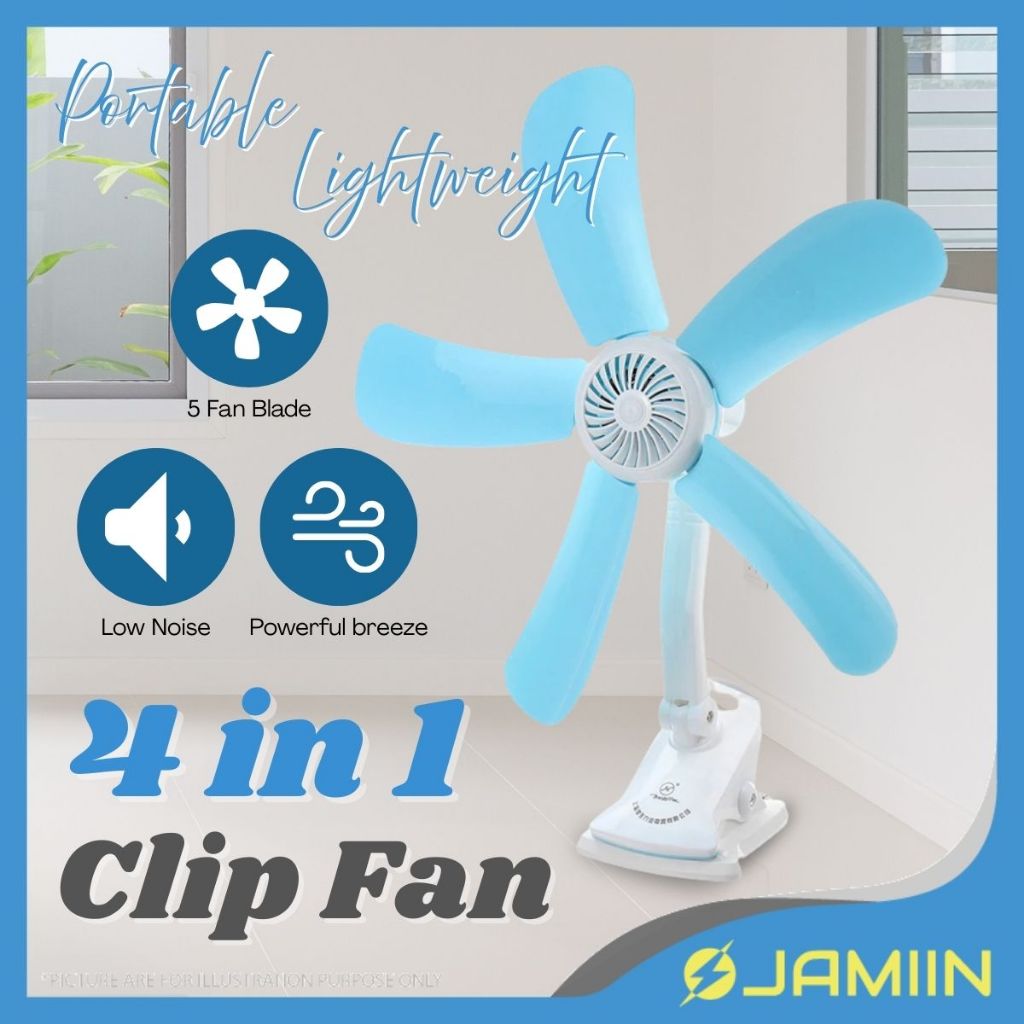 5 Blade Clip Fan Kipas Angin Bed Electric Fan Kipas Meja Wall Mounted ...