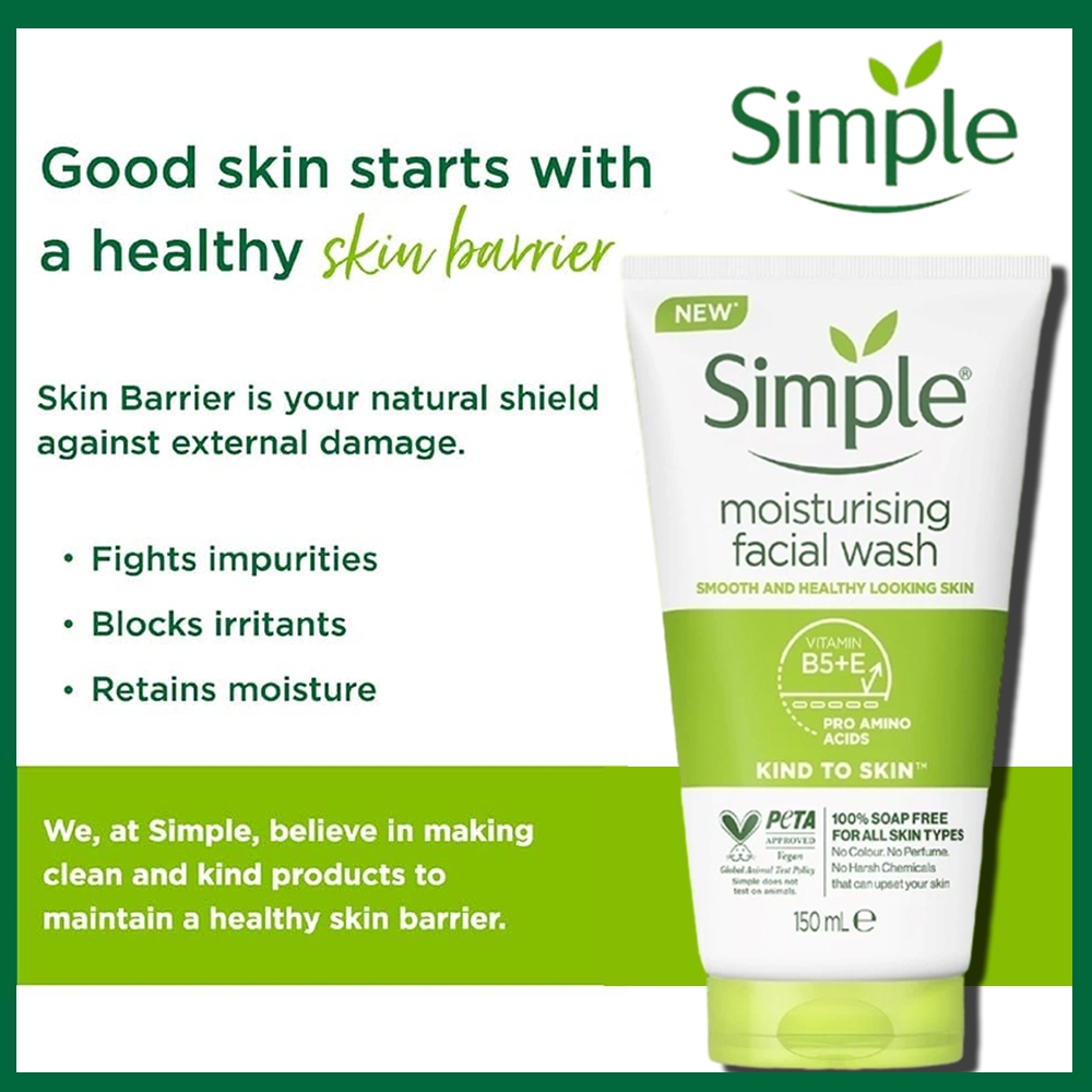 Simple Kind to Skin Moisturising Foaming Wash Gentle Cleanses Excessive ...