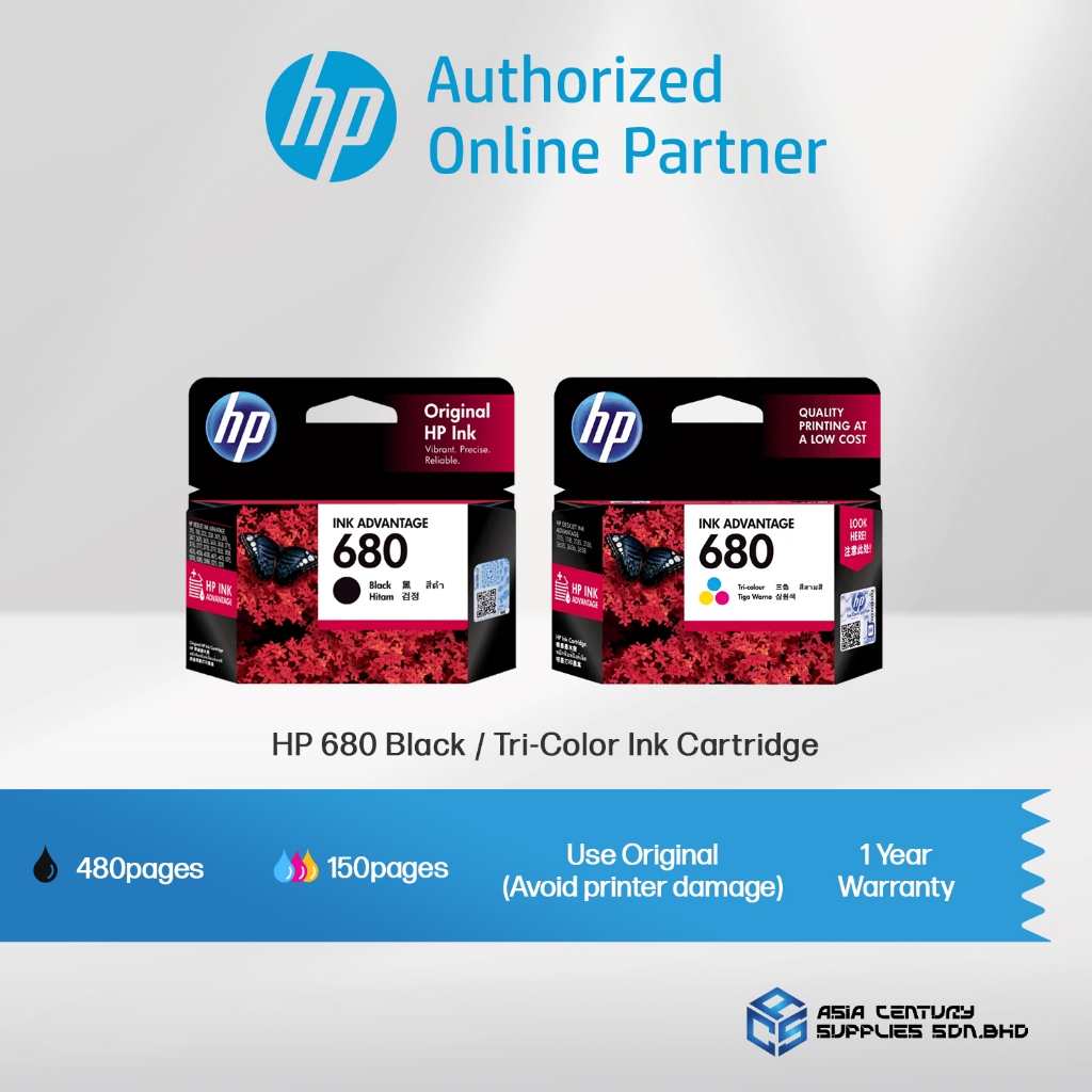HP 680 Black / Tri-Color Original Ink Advantage Cartridge ( F6V27AA ...