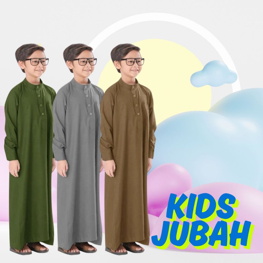 JUBAH RAYA 2025 JUBAH BERKOLAR 3 TO 12 TAHUN PREMIUM JUBAH BUDAK MUSLIM ...