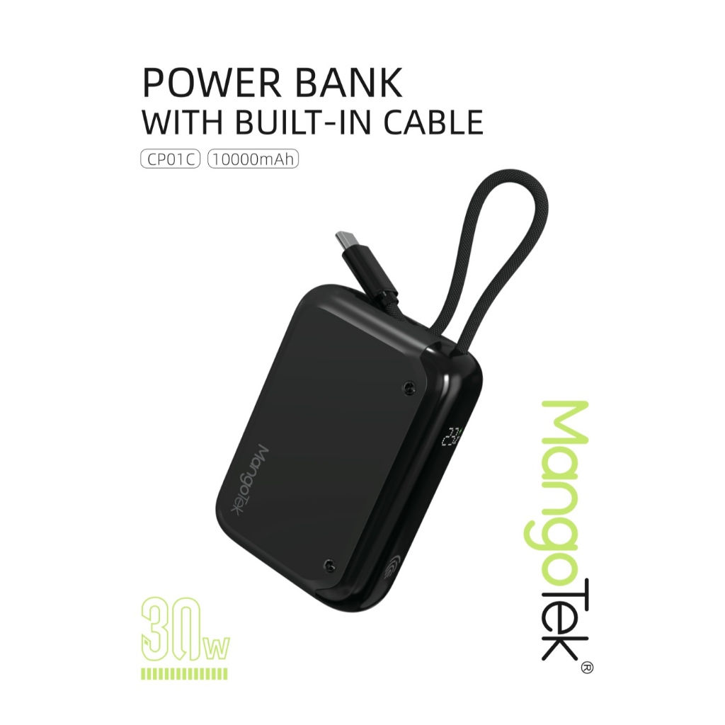 MangoTek 30W InGo Power Bank with Built-in Cable | 30W | Built-in-cable ...