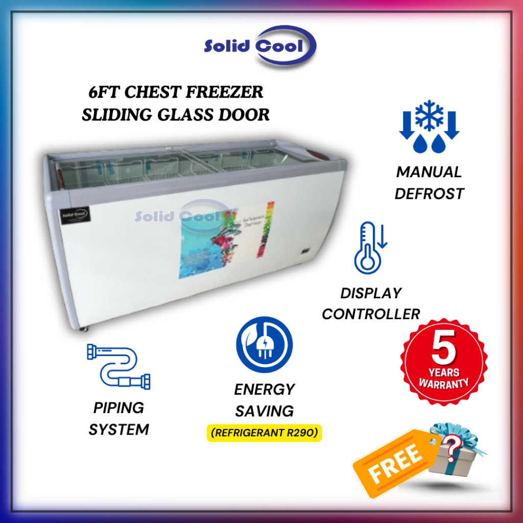 [ SOLID COOL ] CHEST FREEZER 680L SLIDING GLASS DOOR | Display Frozen ...
