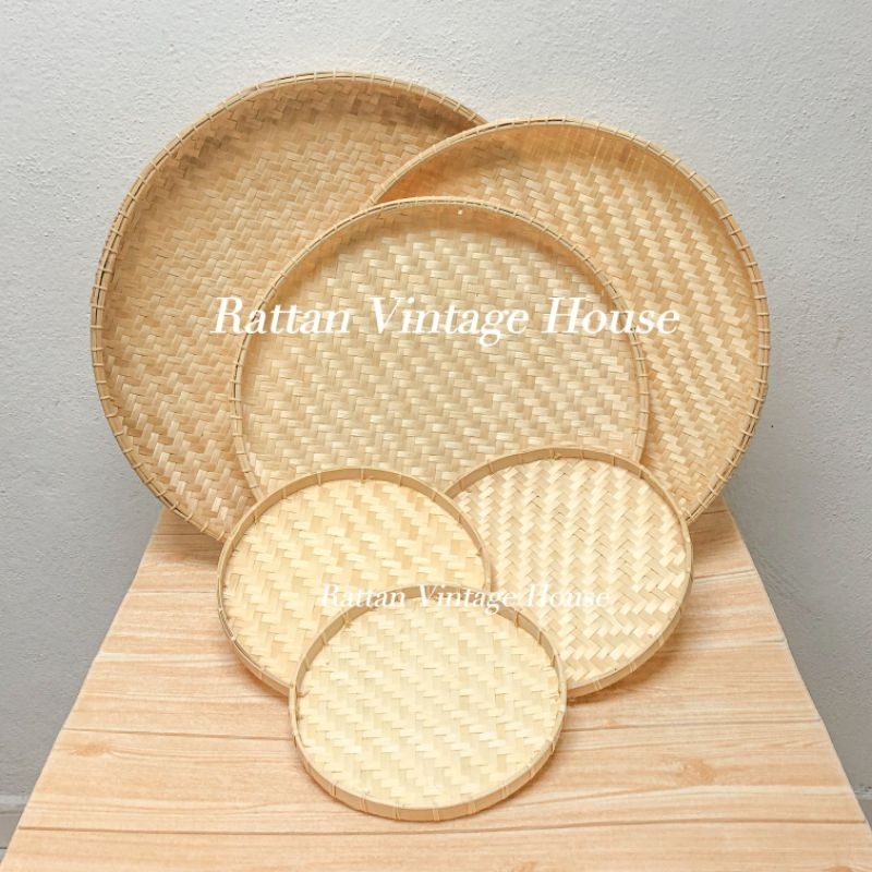 (Rattanvintage)🔥 SMALL Round Bamboo Tray | Nyiru Buluh bulat Anyaman ...