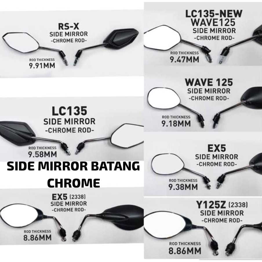 SIDE MIRROR YAMAHA THAILAND BATANG BESAR CHROME TITANIUM SIDE MIRROR ...