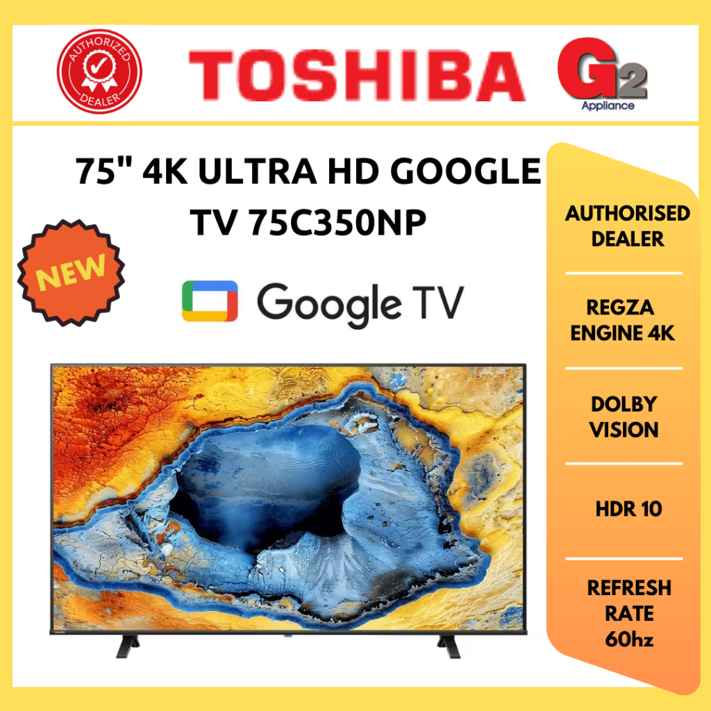 TOSHIBA 75" 4K UHD GOOGLE TV 75C350NP - TOSHIBA 2 YEARS WARRANTY ...