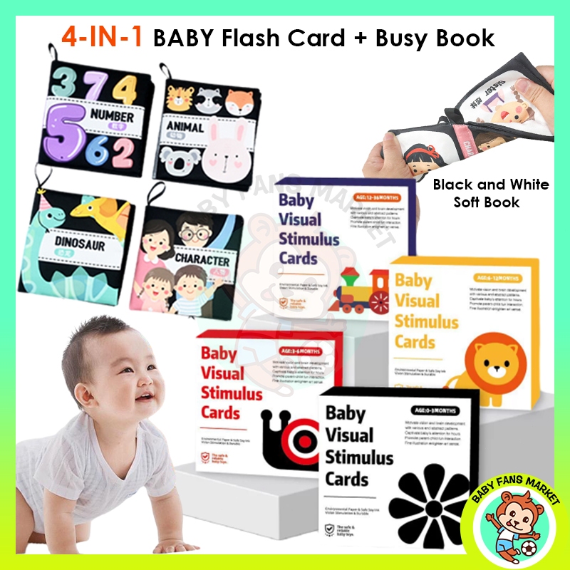 8-IN-1 Baby Flash Card Montessori Baby Sensory Cards | Visual Stimulus ...