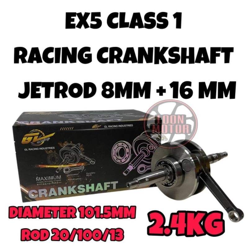 EX5 CLASS 1 SUPER RACING CRANKSHAFT JET ROD 8MM +16MM GL RACING ...
