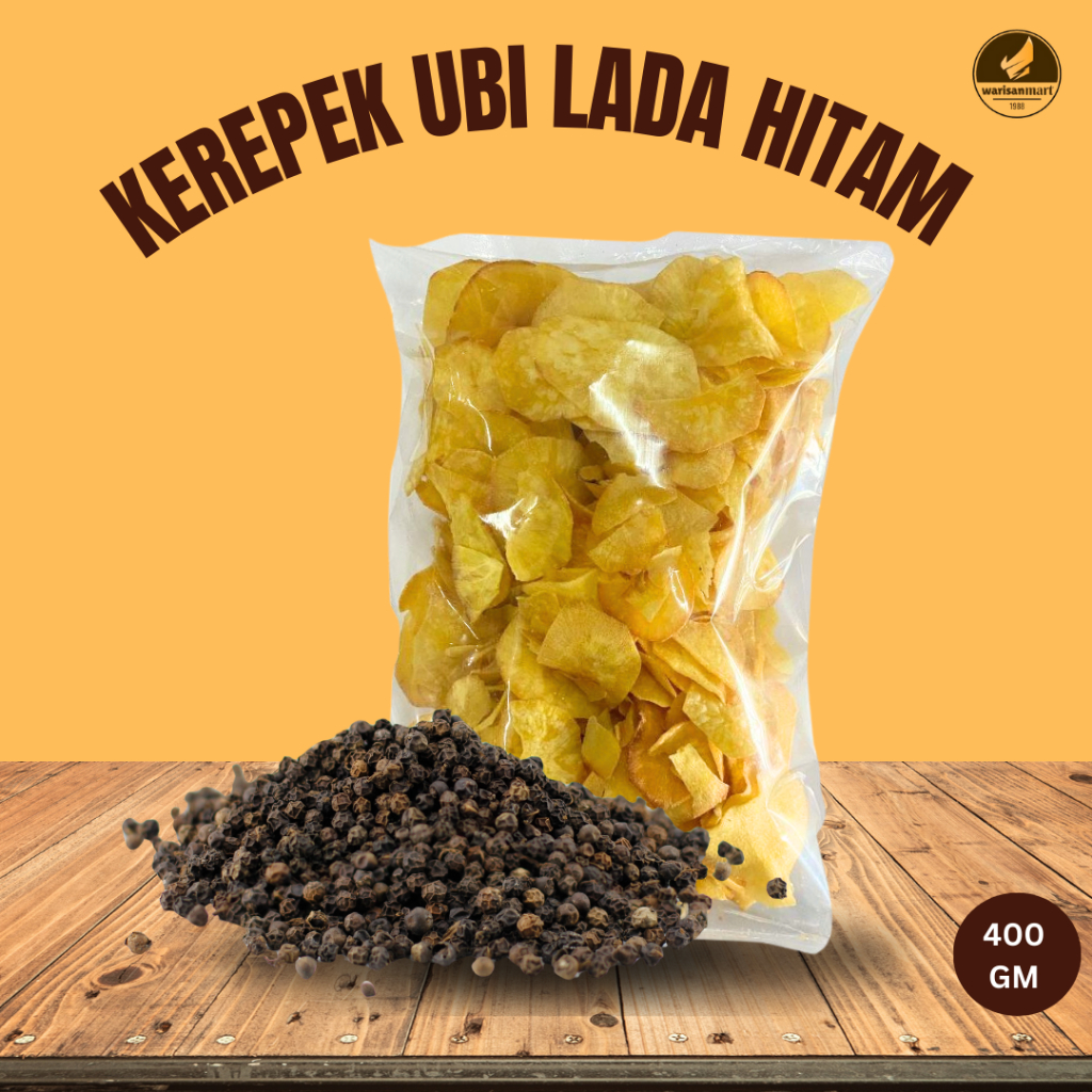 kerepek ubi lada hitam I black pepper chips snack melaka 400g | Shopee ...