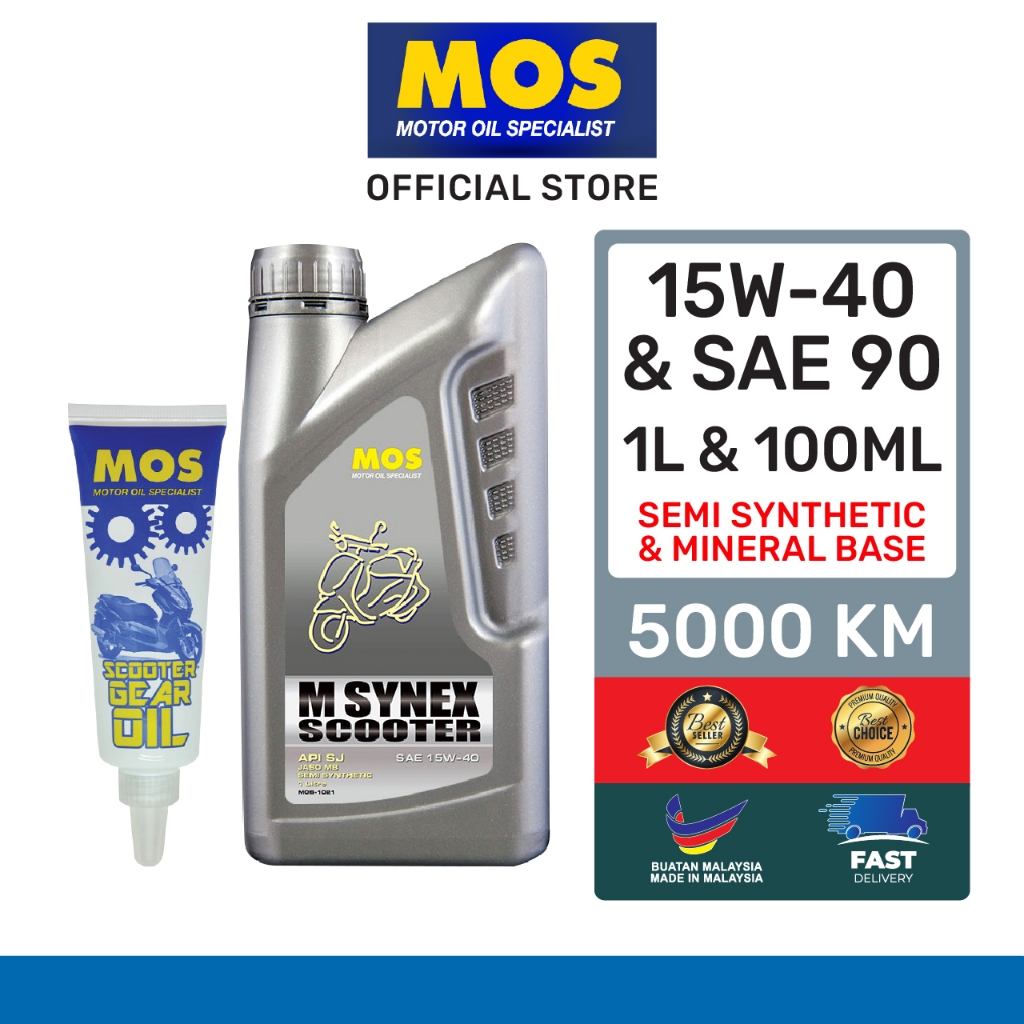 SCOOTER COMBO : MOS M SYNEX SCOOTER SAE 15W-40 SEMI SYNTHETIC & SCOOTER GEAR OIL | Shopee Malaysia